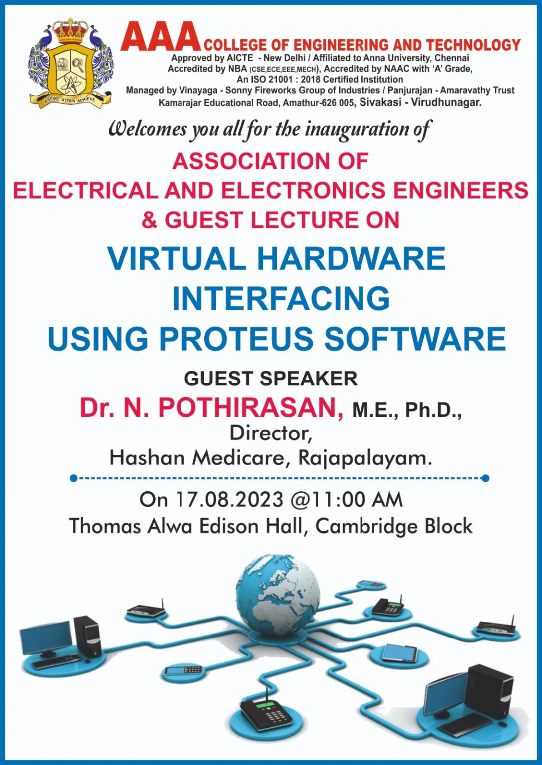 EEE Association Inauguration and Guest Lecture on 17.08.2023 – AAA ... EEE Association Inauguration and Guest Lecture on 17.08.2023 – AAA ...