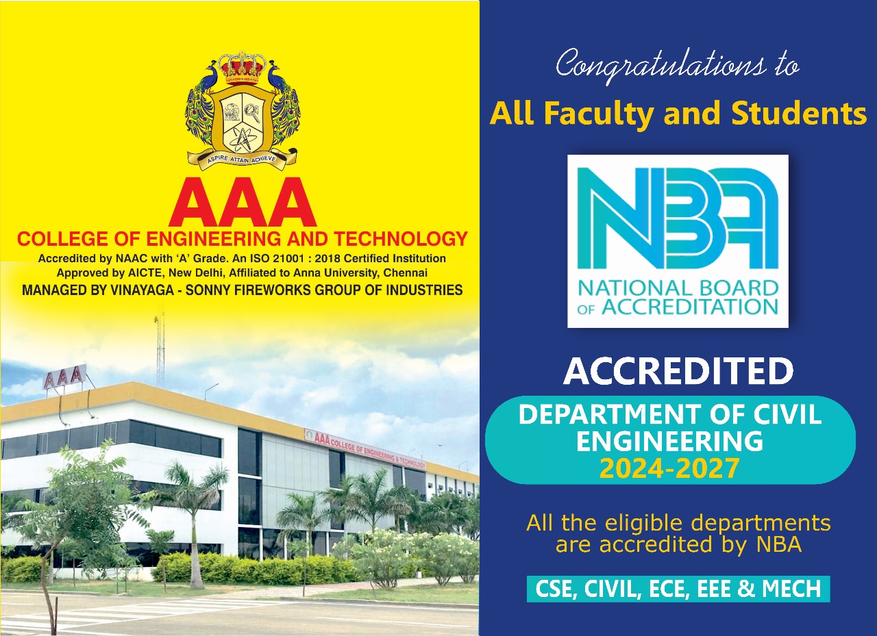 The department of civil engineering is accredited by NBA. All the ...