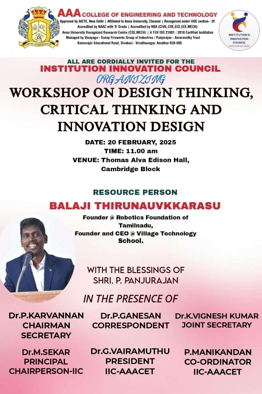 Design thinking Critical thinking and Innovation Design on 04-03-2025 ...