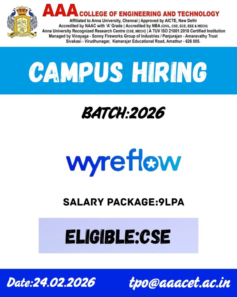 AAACET Campus Drive with Wyreflow Technologies on 24-02-2026 – AAA ...